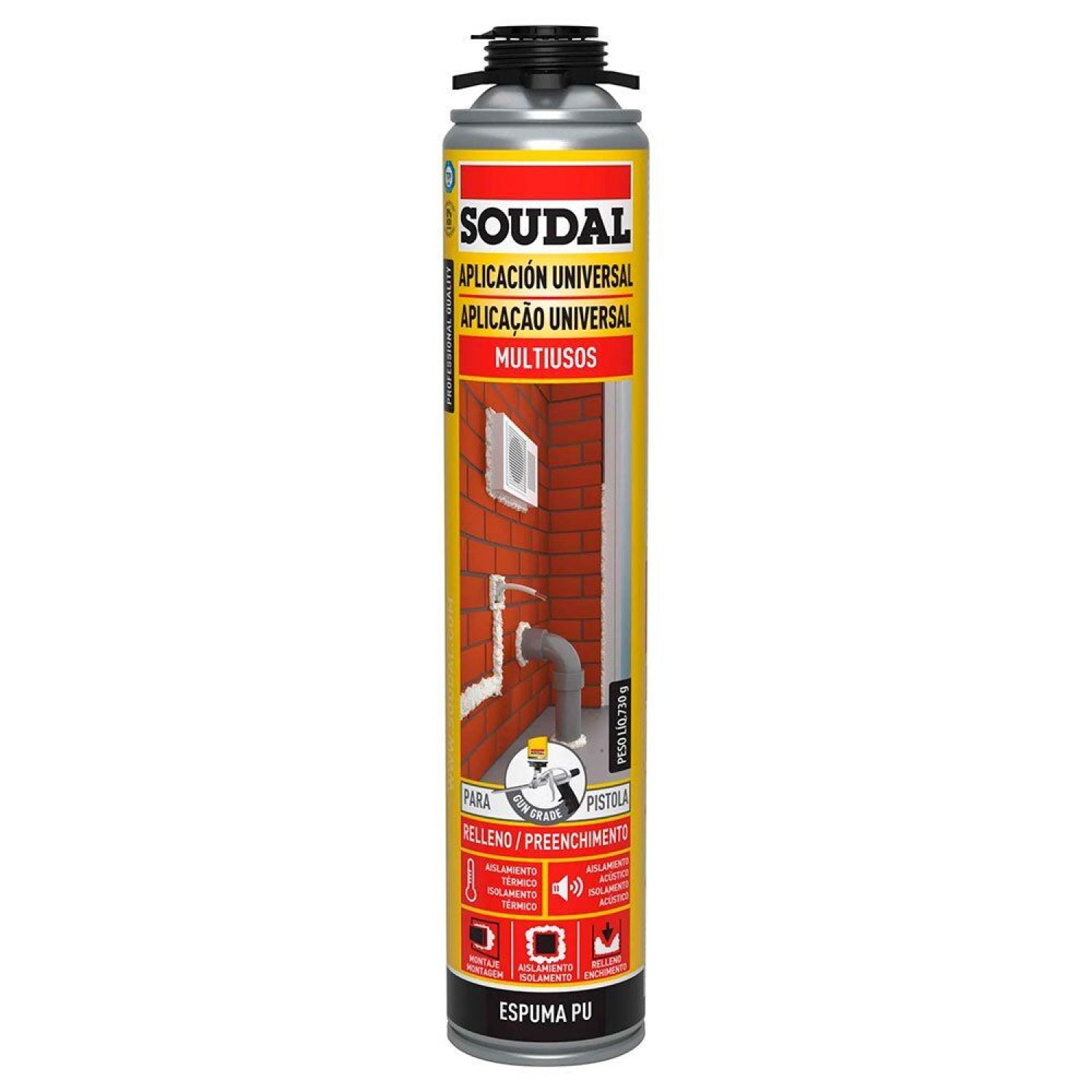 Espuma de Pistola Multiuso 750ml Soudal | Versátil | Grupoelectron.com